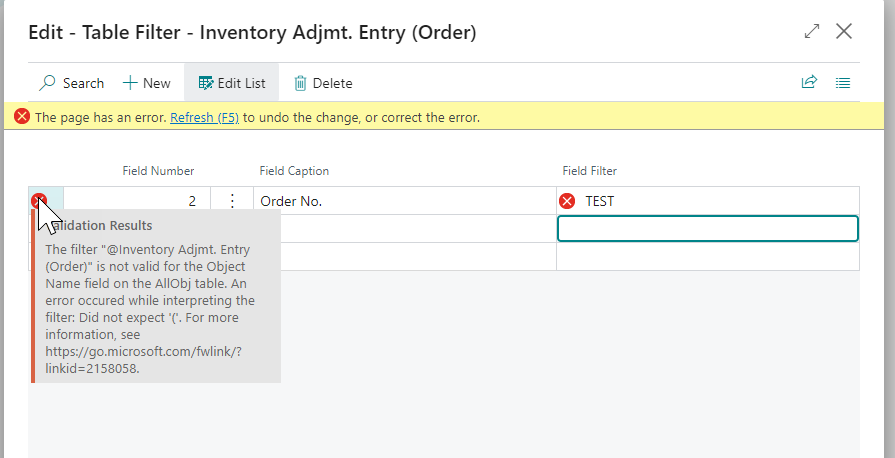[Bug][PermissionSet] Using security filter on table containing parenthesis in the caption ...