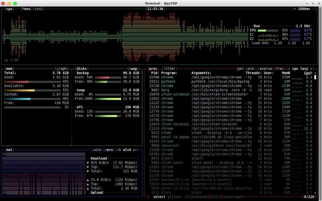 [BUG] Net graph showing 0B/0B for up/down in manual · Issue #75 · aristocratos/bpytop · GitHub