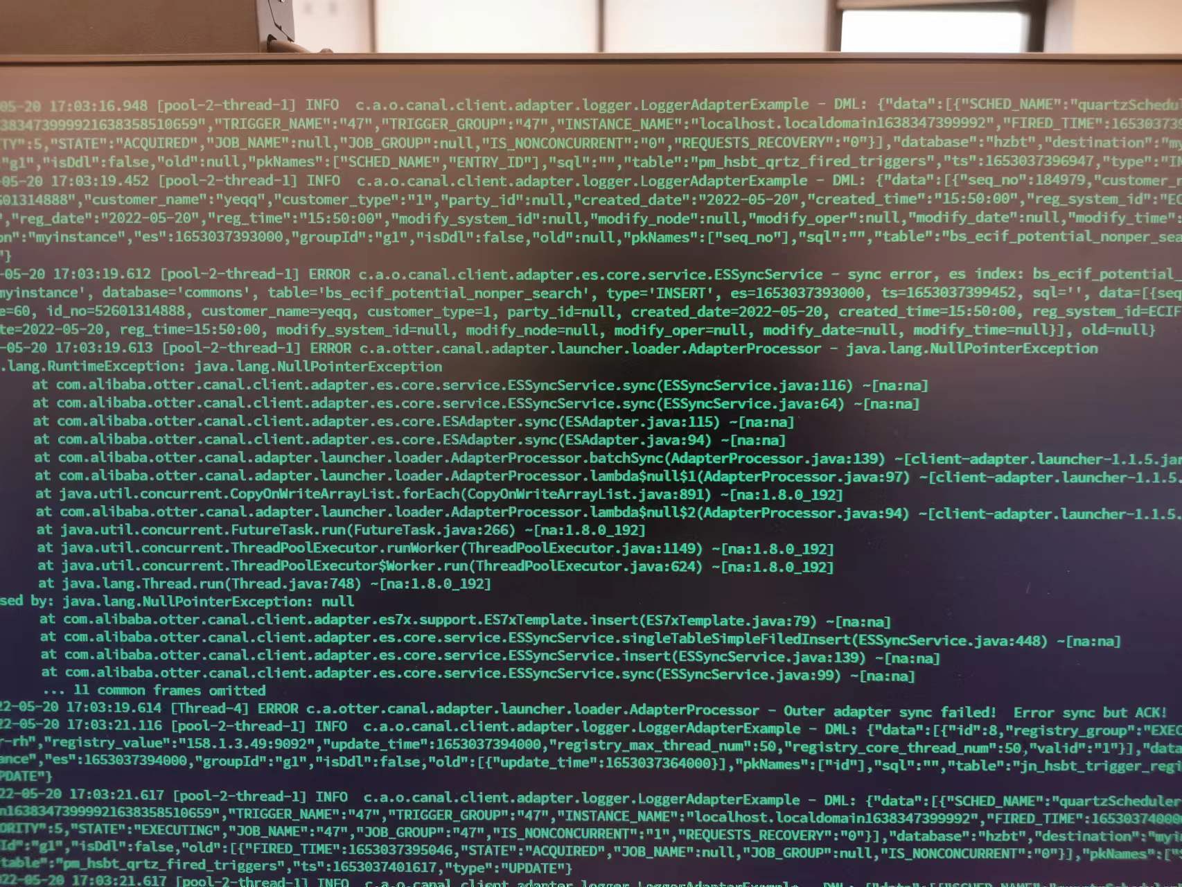 canal.adapter1.1.5同步mysql到es7中，报NullPointerException · Issue #4179 · alibaba/canal · GitHub