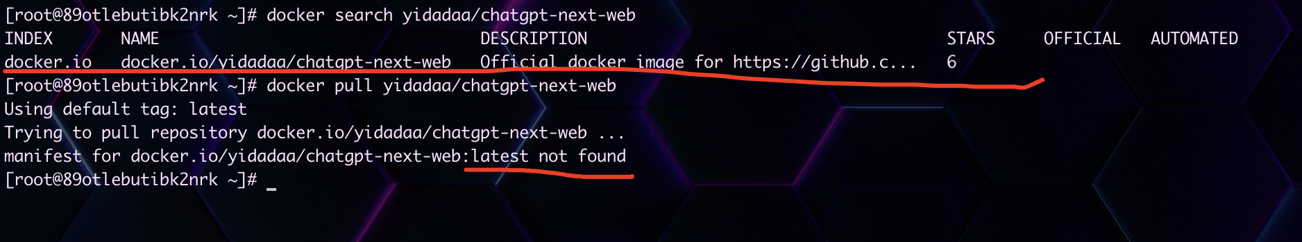[Bug] docker获取不到镜像 · Issue #546 · ChatGPTNextWeb/NextChat · GitHub