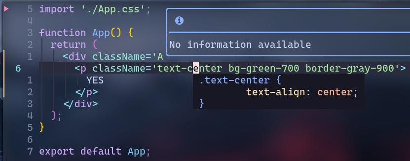 'No information available' wrongfully triggers when hovering tailwindcss class · Issue #1931 ...