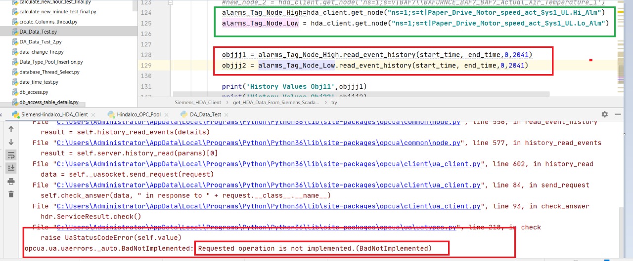 Regarding getting error when Historical Alarms and Events fetched through python opcua's read ...