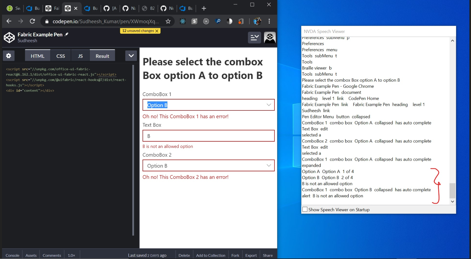 Narrator/NVDA is not reading all the error instructions that are coming for respective fields ...