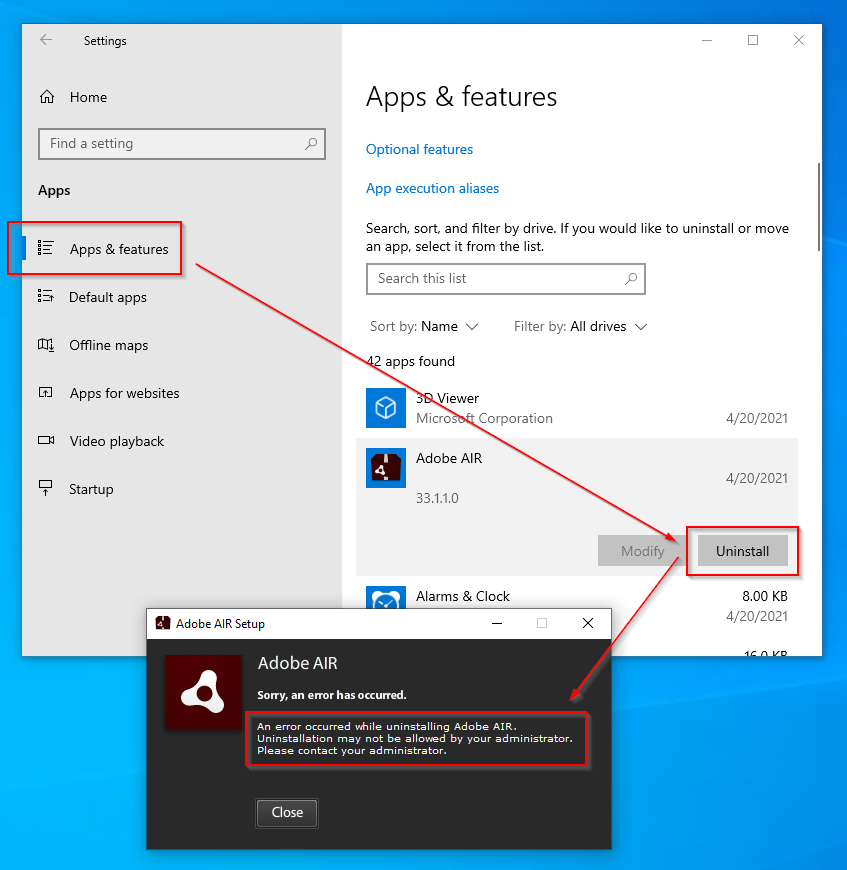Adobe Air Runtime 33.1.1.444 can't be uninstalled from "Apps & Features" menu · Issue #803 ...