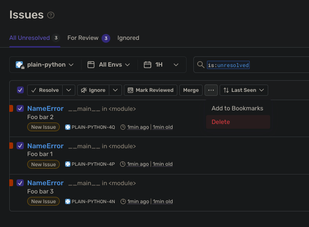 Allow Delete and Discard future events from the issues page · Issue #44943 · getsentry/sentry ...