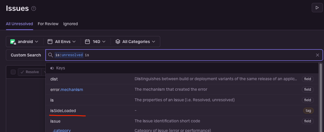 Deleted tag still shows up in suggested search · Issue #46593 · getsentry/sentry · GitHub