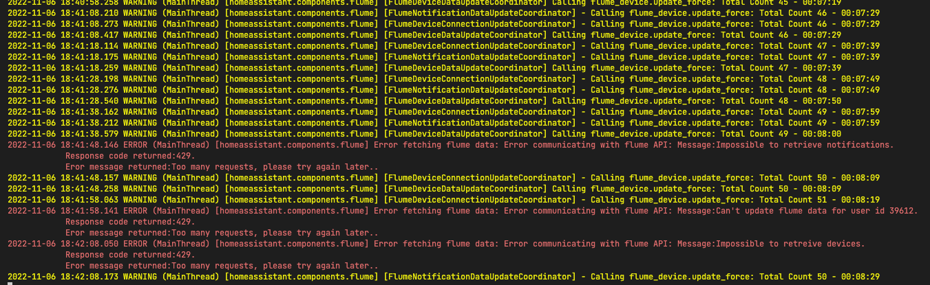 Error Fetching Flume Data · Issue 81577 · Home Assistantcore · Github