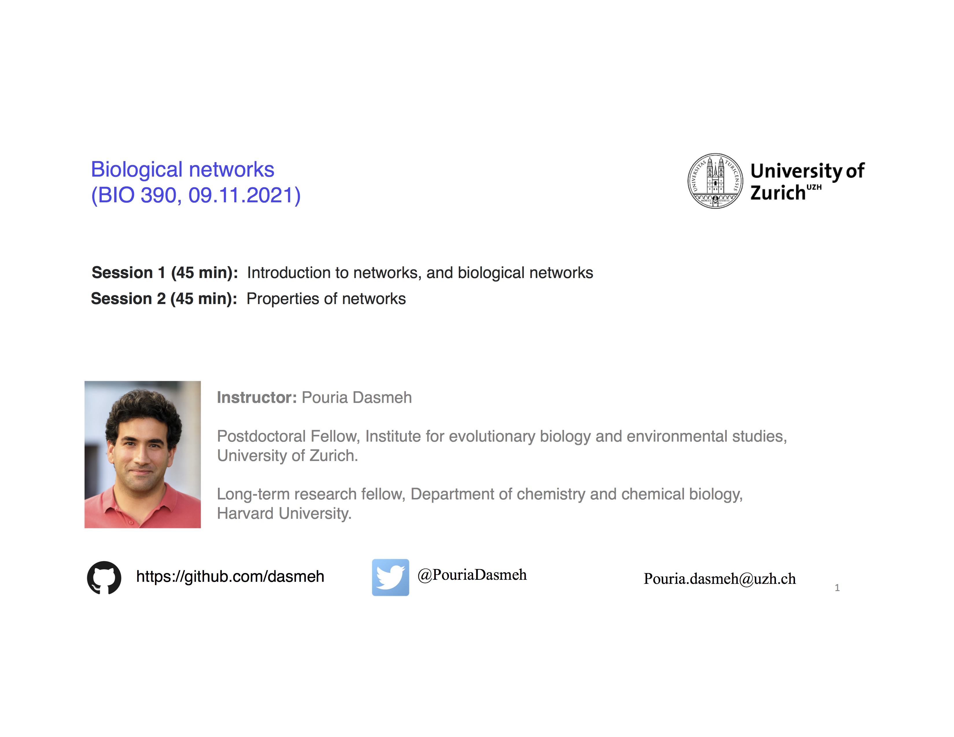 GitHub - dasmeh/Biological_networks: The course Bio390 at the university of Zurich