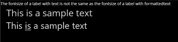 The Font Size Of A Label With Formattedtext Is Not The Same As The 1311