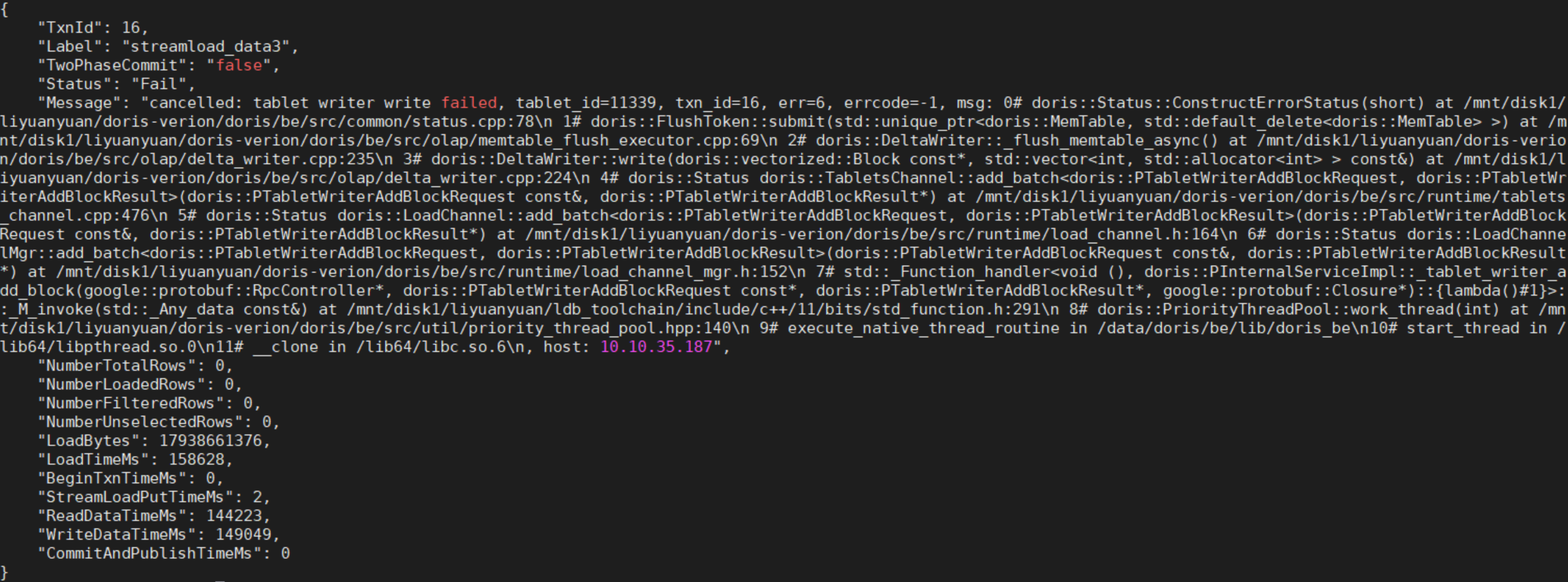 [Bug] misleading (and too much) error msg when -238 · Issue #14078 · apache/doris · GitHub