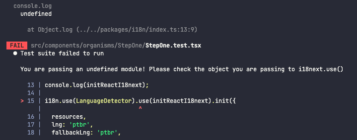 You are passing an undefined module! Please check the object you are passing to i18next.use ...