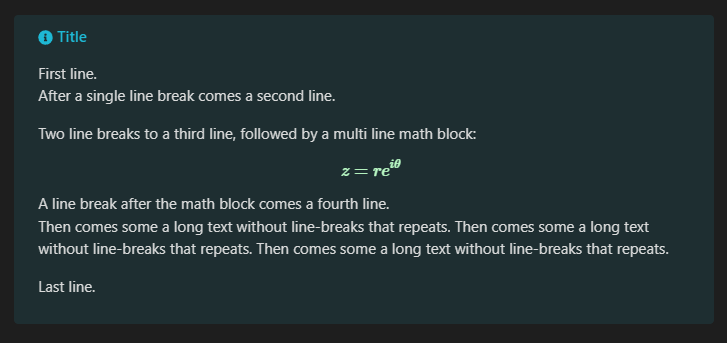 Line breaks not showing correctly in editing preview · Issue #266 · javalent/admonitions · GitHub