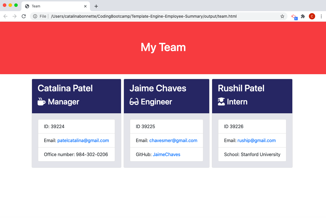 GitHub - CatalinaPatel/Template-Engine-Employee-Summary: Homework 10 OOP