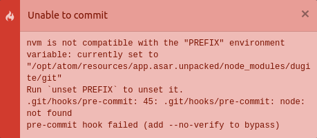 Atom IDE prevents commits due to PREFIX being set if managing node versions with NVM · Issue ...