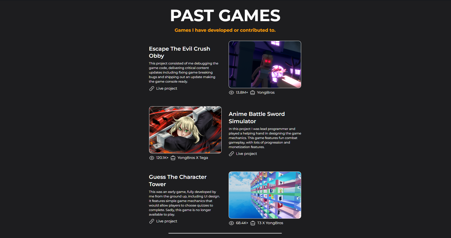 GitHub - TegaBC/rblx-portfolio: A portfolio site built for my Roblox development, originally it ...