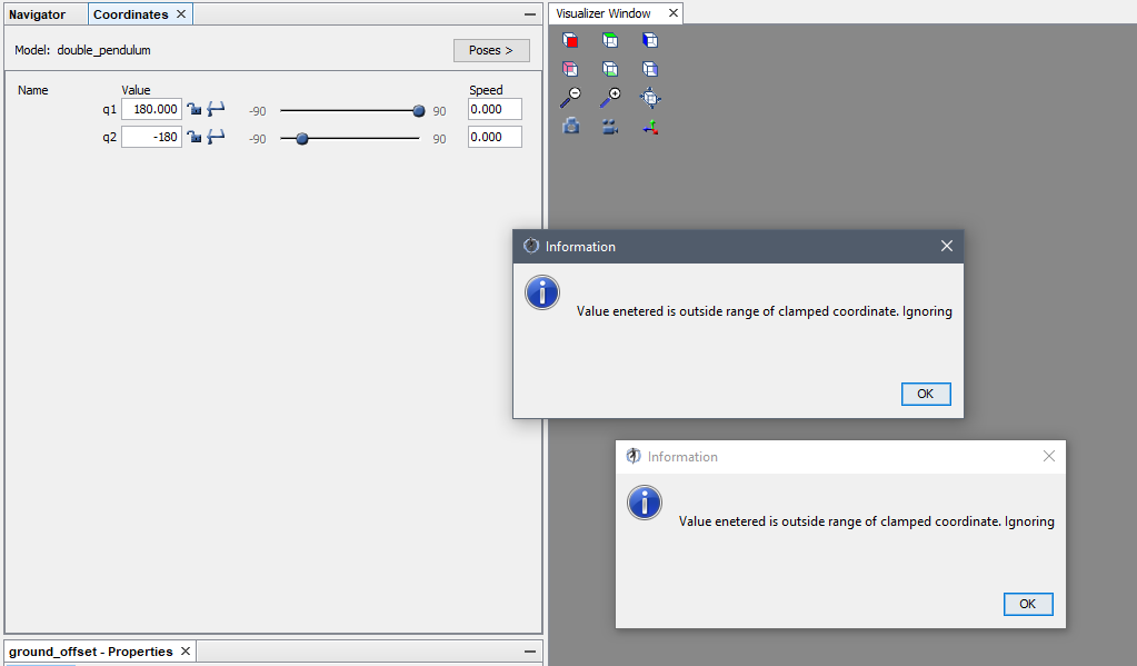 Clamping a coordinate outside of its clamped range causes exception; user is not properly ...