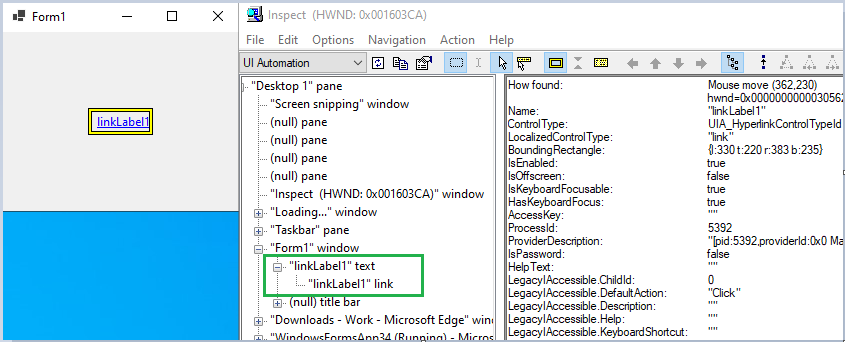 [Accessibility] Missing the "linkLabel1 link" level for LinkLabel control in the inspect tool ...