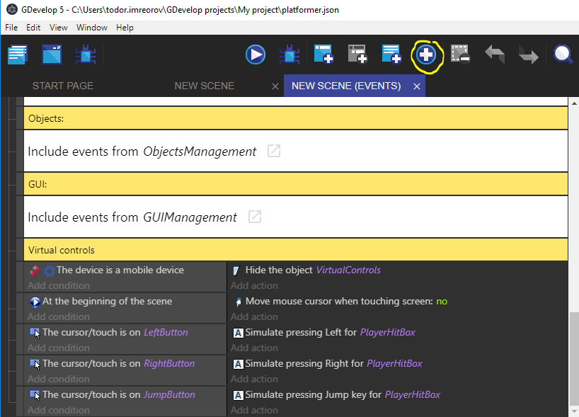 Add new Event row commands are hard to discover · Issue #666 · 4ian/GDevelop · GitHub