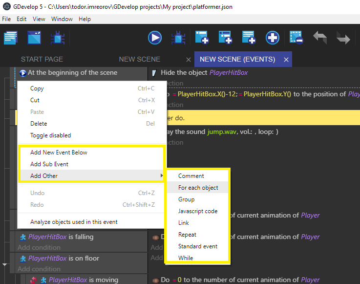 Add new Event row commands are hard to discover · Issue #666 · 4ian ...