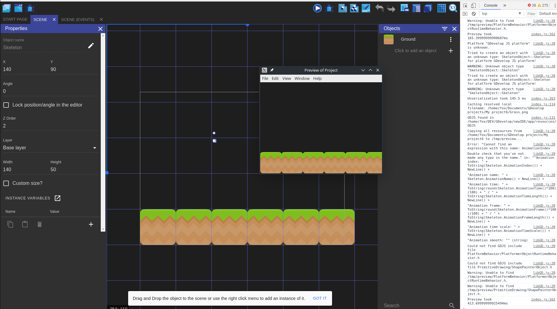 Skeleton object fails to load · Issue #1238 · 4ian/GDevelop · GitHub