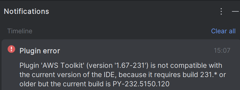 Aws Toolkit Not Compatible With 232 2023 2 Eap · Issue 3675 · Aws Aws Toolkit Jetbrains · Github