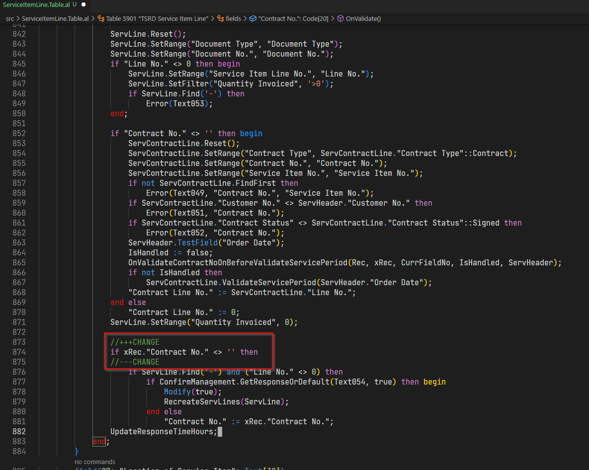 [Extensibility Request] Table 5901 "Service Item Line" Validation of field "Contract No ...