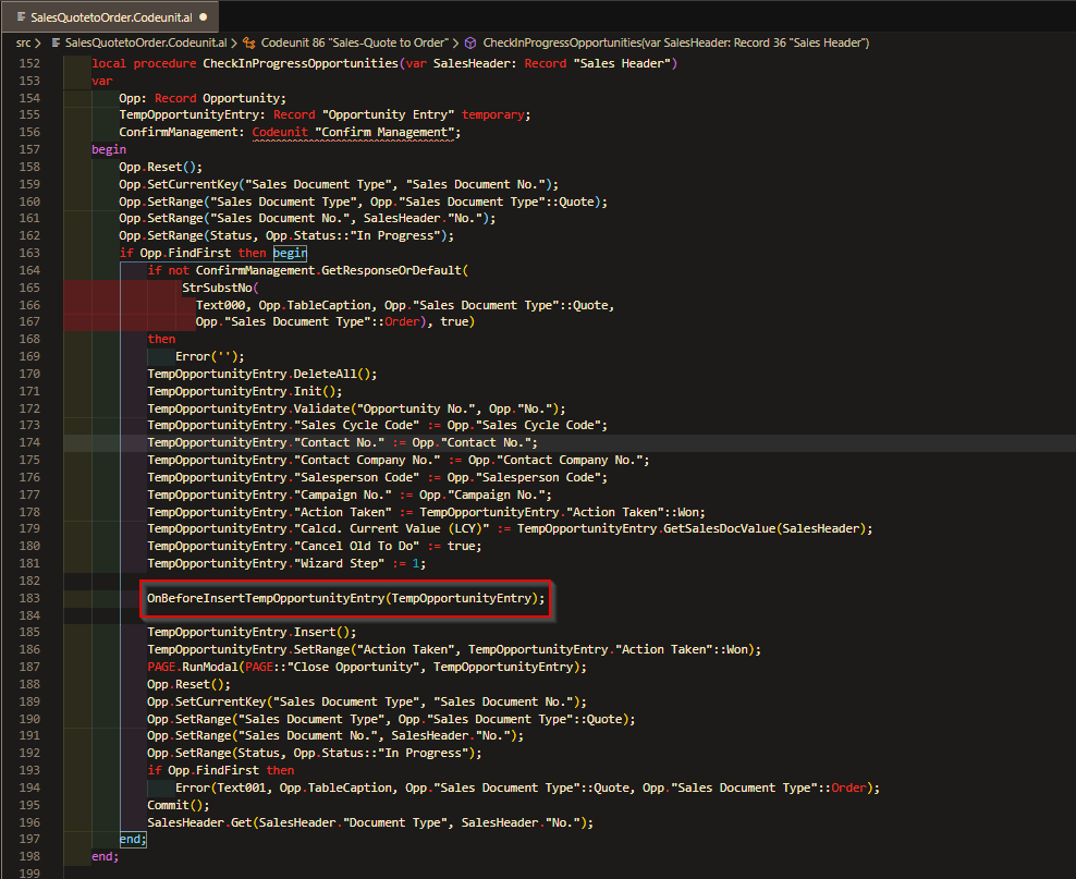 [Event Request] Codeunit 86 "Sales-Quote to Order" - CheckInProgressOpportunities ...