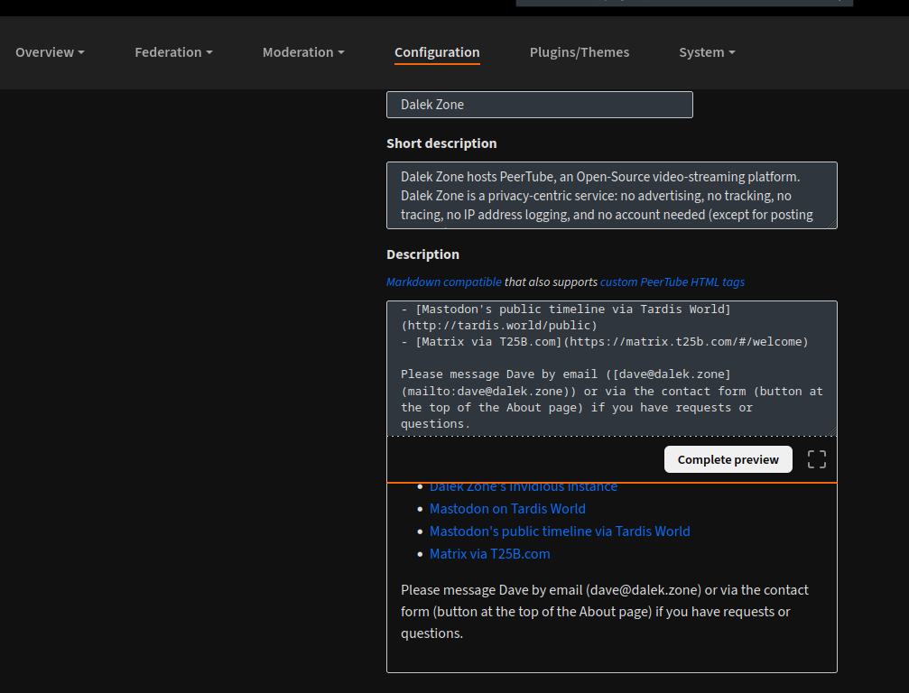 Cannot create email link in Description section of About page · Issue #5535 · Chocobozzz ...