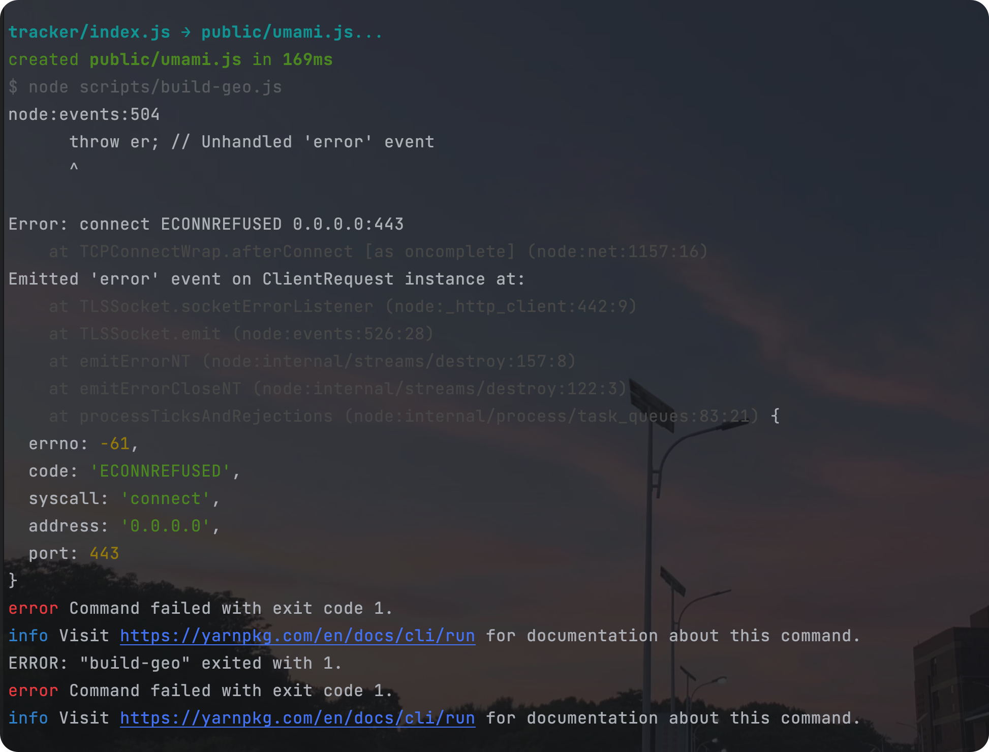 The Project Was Wrong While Building In Yarn · Issue 1881 · Umami Softwareumami · Github