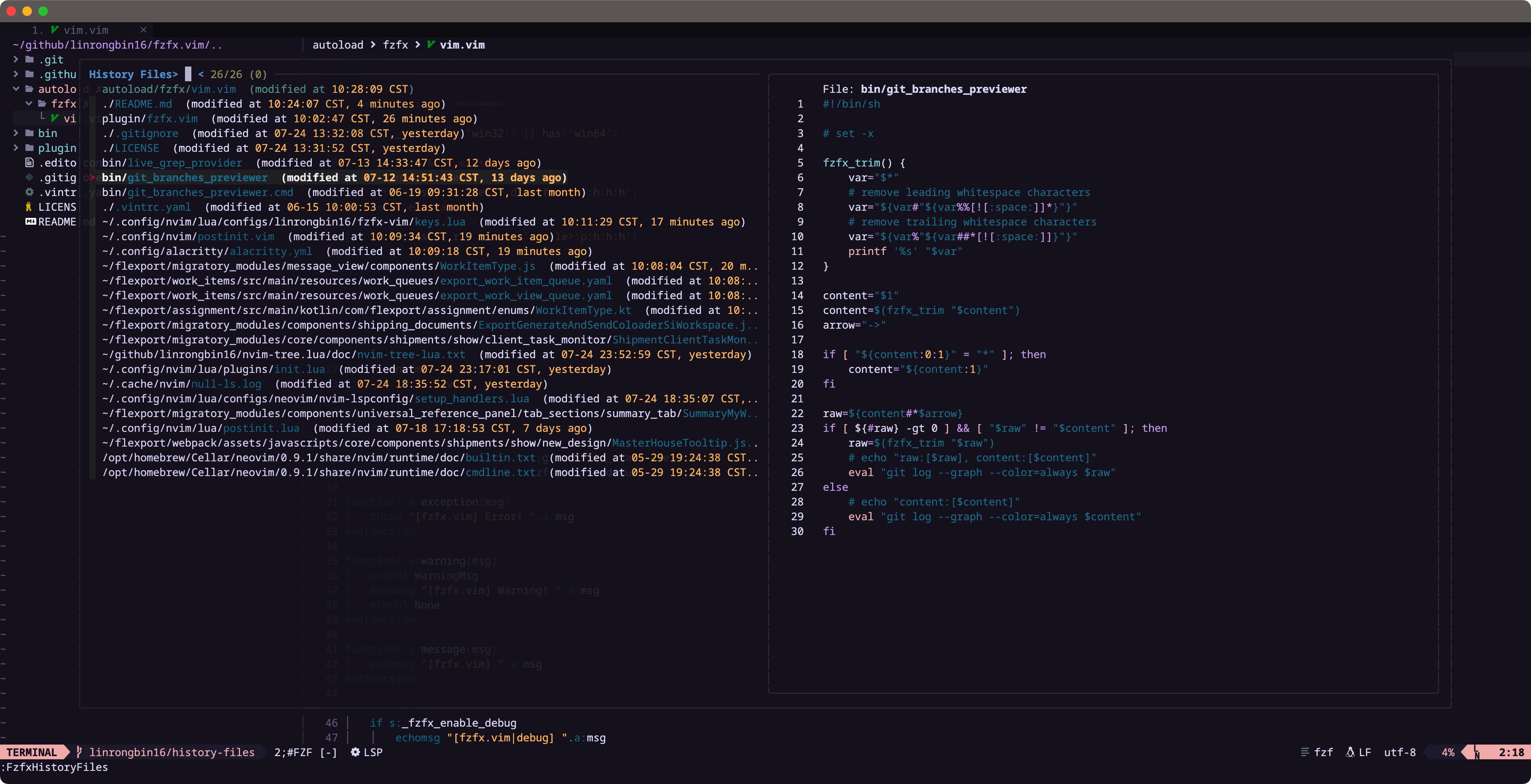 GitHub - linrongbin16/fzfx.vim: E(x)tended fzf commands missing in fzf.vim, focused on better ...
