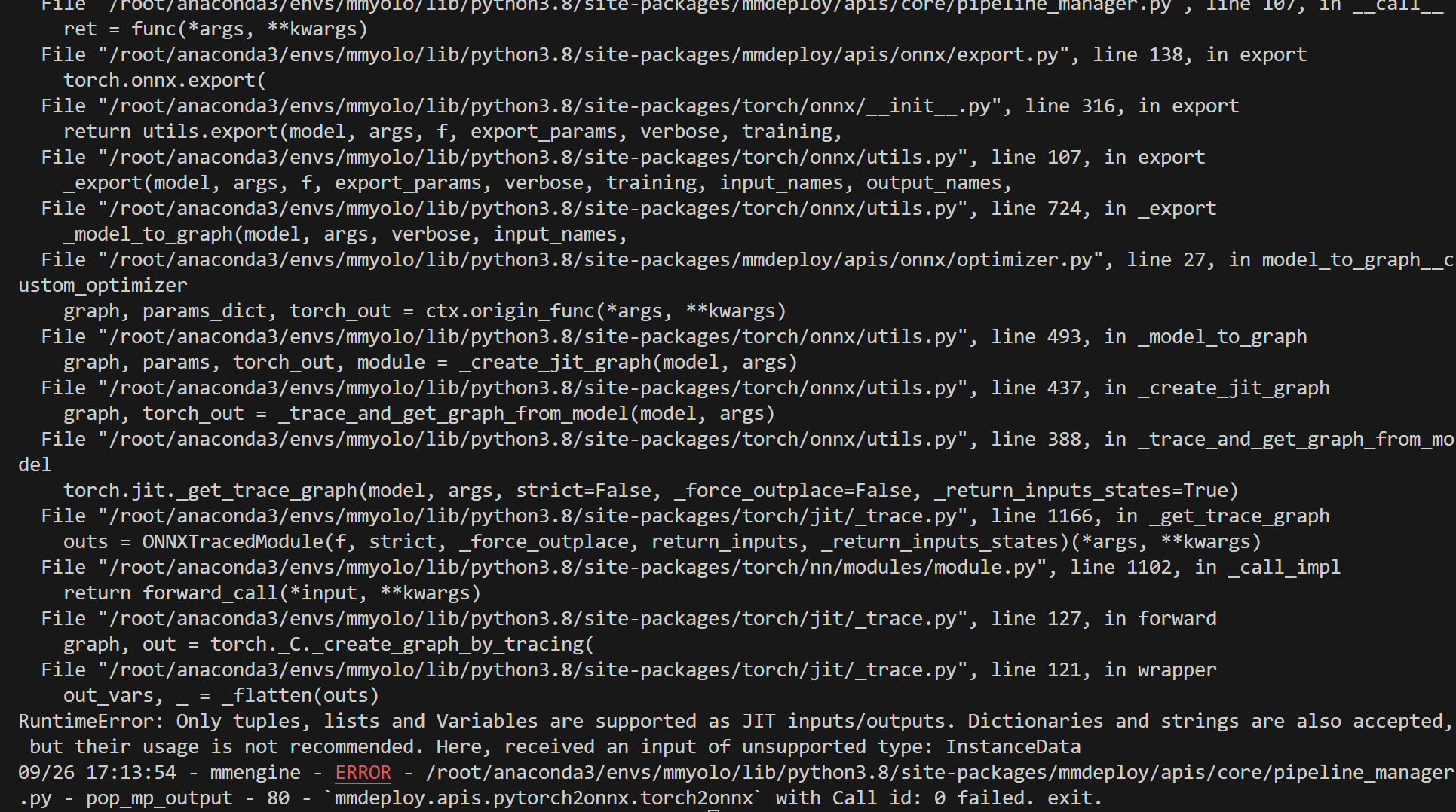用mmdeploy的tools Depoly Py 将mmyolo的yolov5的pt转onnx报错 · Issue 892 · Open Mmlab Mmyolo · Github