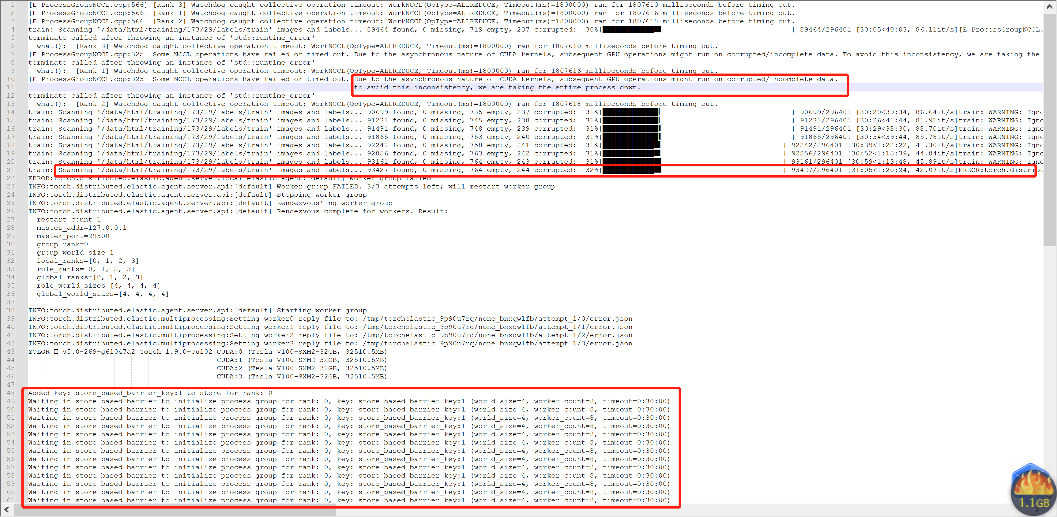 Some NCCL operations have failed or timed out. · Issue #822 · WongKinYiu/yolov7 · GitHub