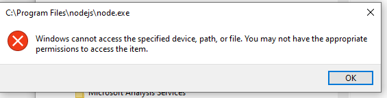 Installation On Windows 10 Pro Results In Access Denied For Node And Npm · Issue 33284
