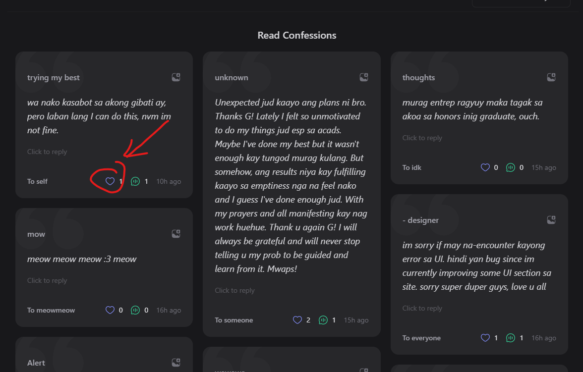Enable heart react on confessions archive · Issue #85 · inclineteam/incognitoconfessions · GitHub
