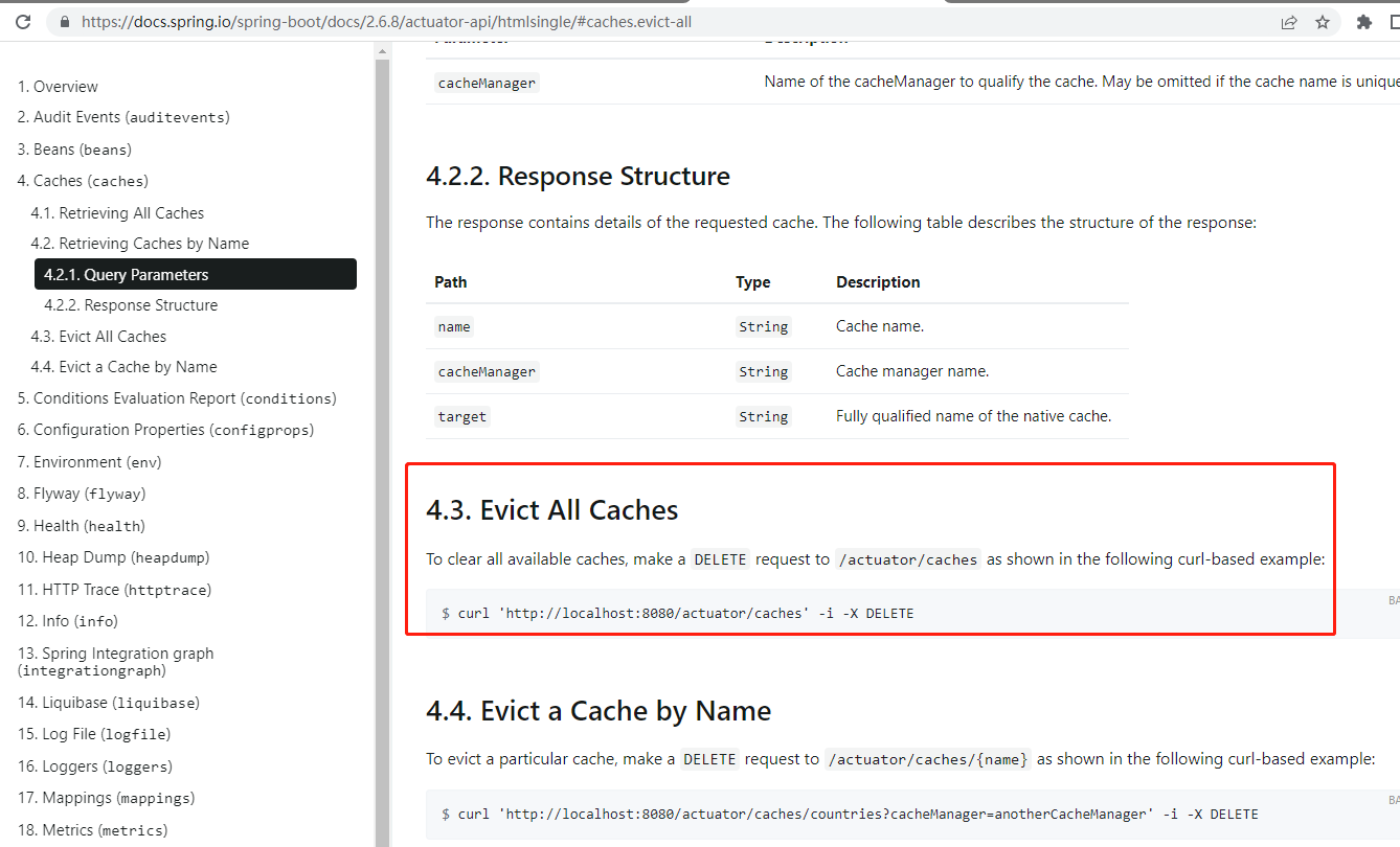 Why after i used actuator-api Evict All Caches，i alose can use actuator-api Retrieving All ...