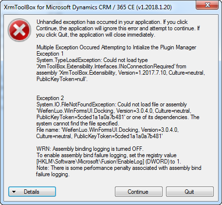 Can‘t show the start page and plugins tabs · Issue #809 · MscrmTools/XrmToolBox · GitHub