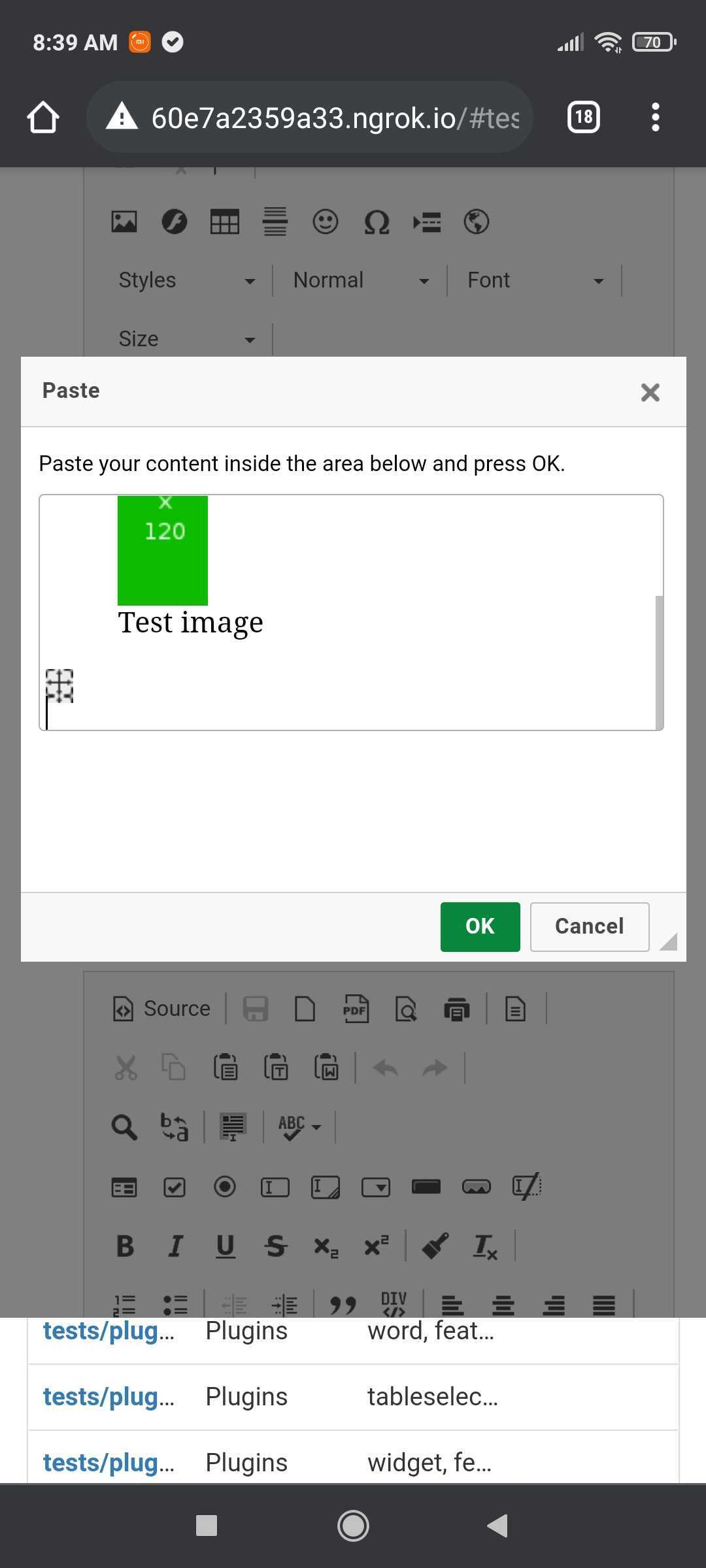 Glitch in copy/paste image on mobile via separate pasting window · Issue #4706 · ckeditor ...