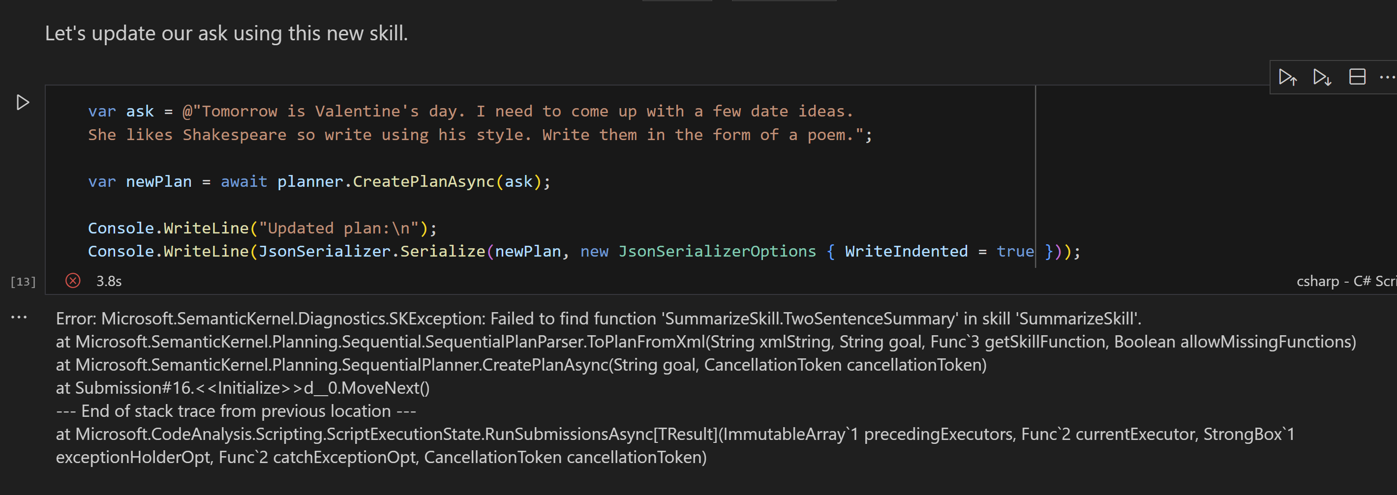 .Net: (Intermittent Error) Planner looks for function "TwoSentenceSummary" in wrong skill/plugin ...