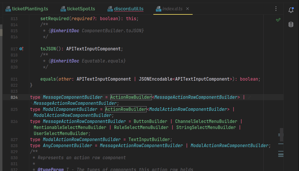 ActionRowBuilder parameter type is private · Issue #9256 · discordjs/discord.js · GitHub