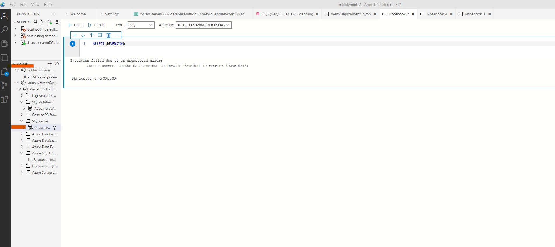Notebook created from Azure is not running SQL code · Issue #22381 · microsoft/azuredatastudio ...