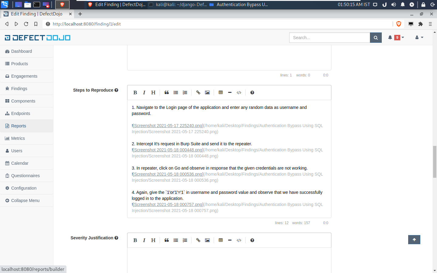 Steps to Reproduce - Uploading Image Not working · Issue #4529 · DefectDojo/django-DefectDojo ...
