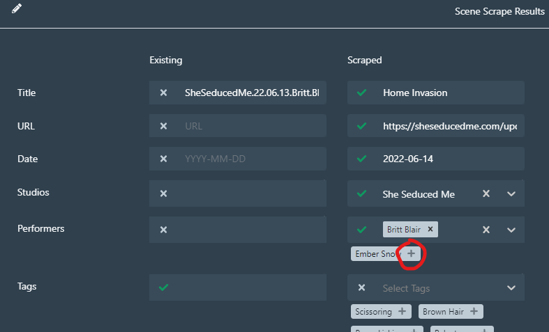 [Bug Report] After adding new performer/tag/movie through scrape window, they disappear in the ...