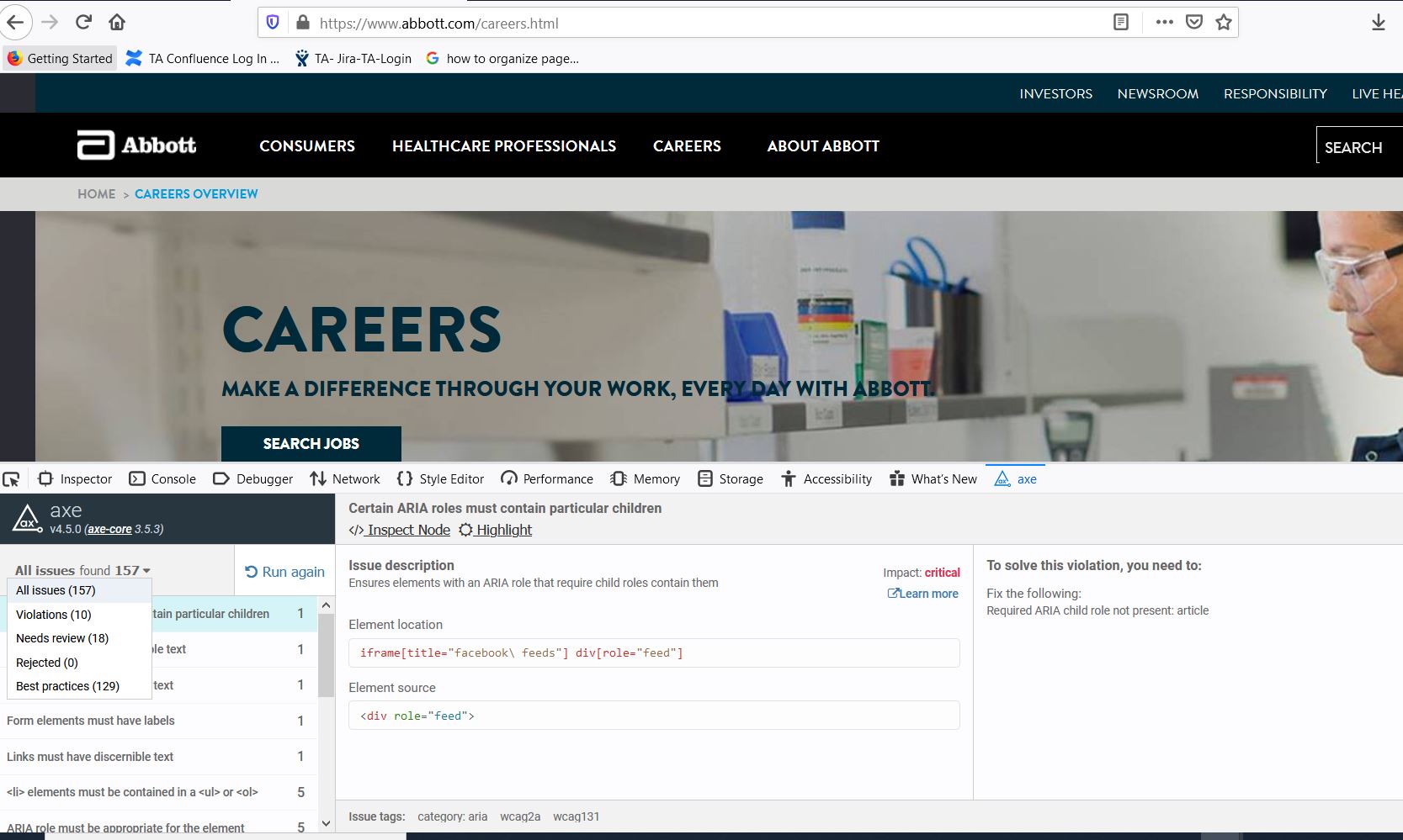 Chrome Rendering Different Number Of Results For Each Axe Add On Run For Same Page The Count Of
