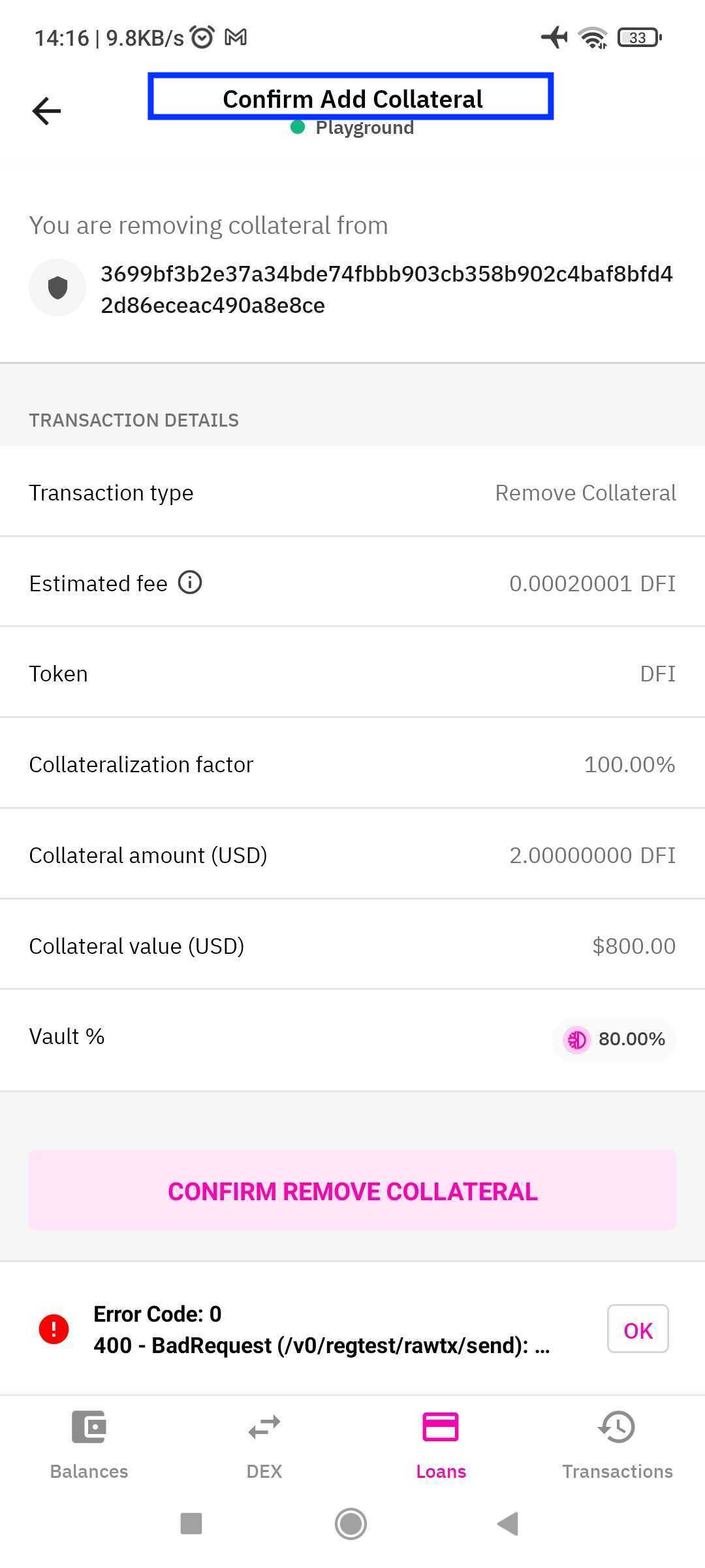 `Confirm Remove Collateral` title - Typo · Issue #1403 · BirthdayResearch/defichain-wallet · GitHub
