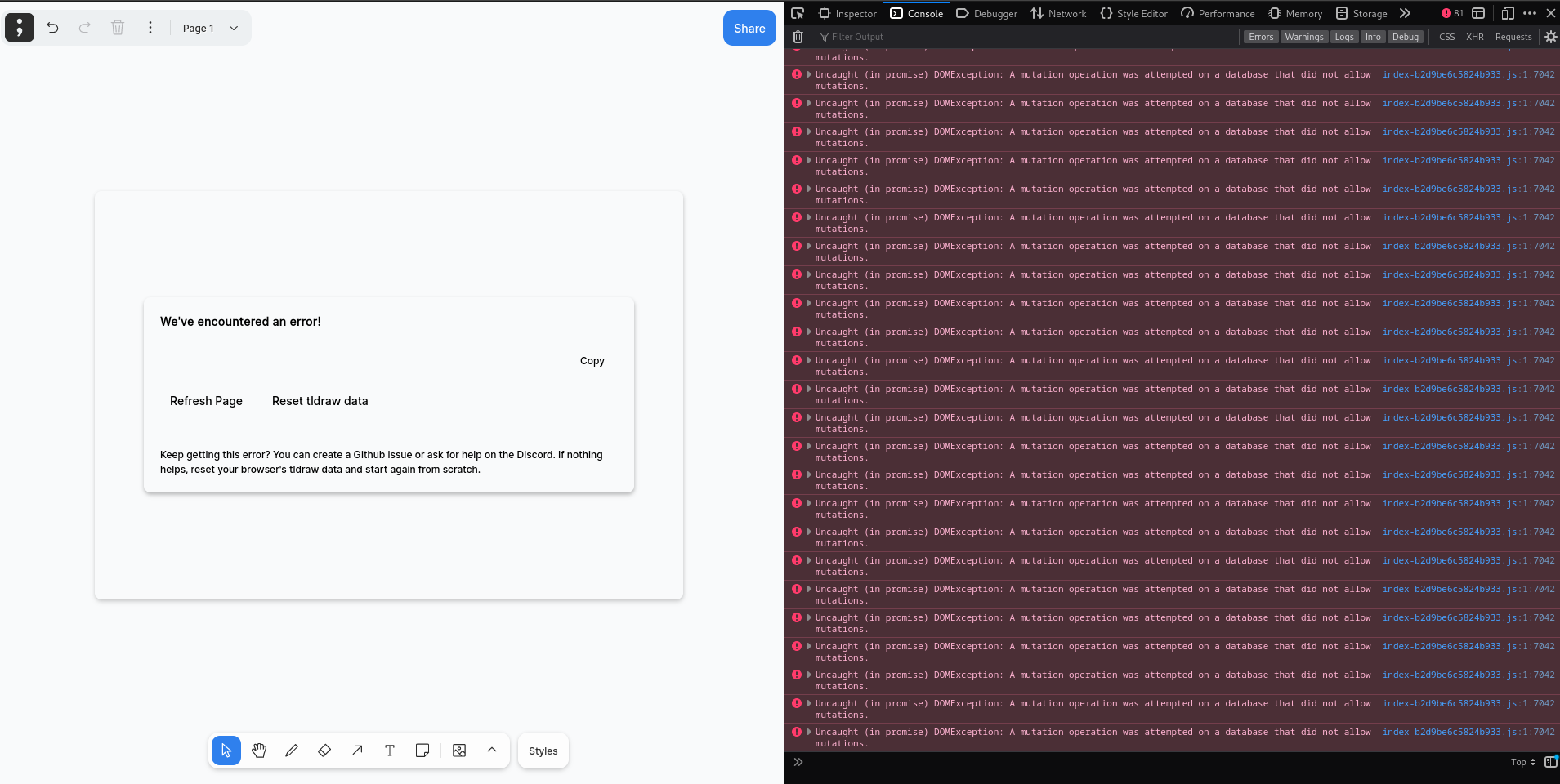 Tldraw embed crashes in incognito mode · Issue #1262 · tldraw/tldraw · GitHub