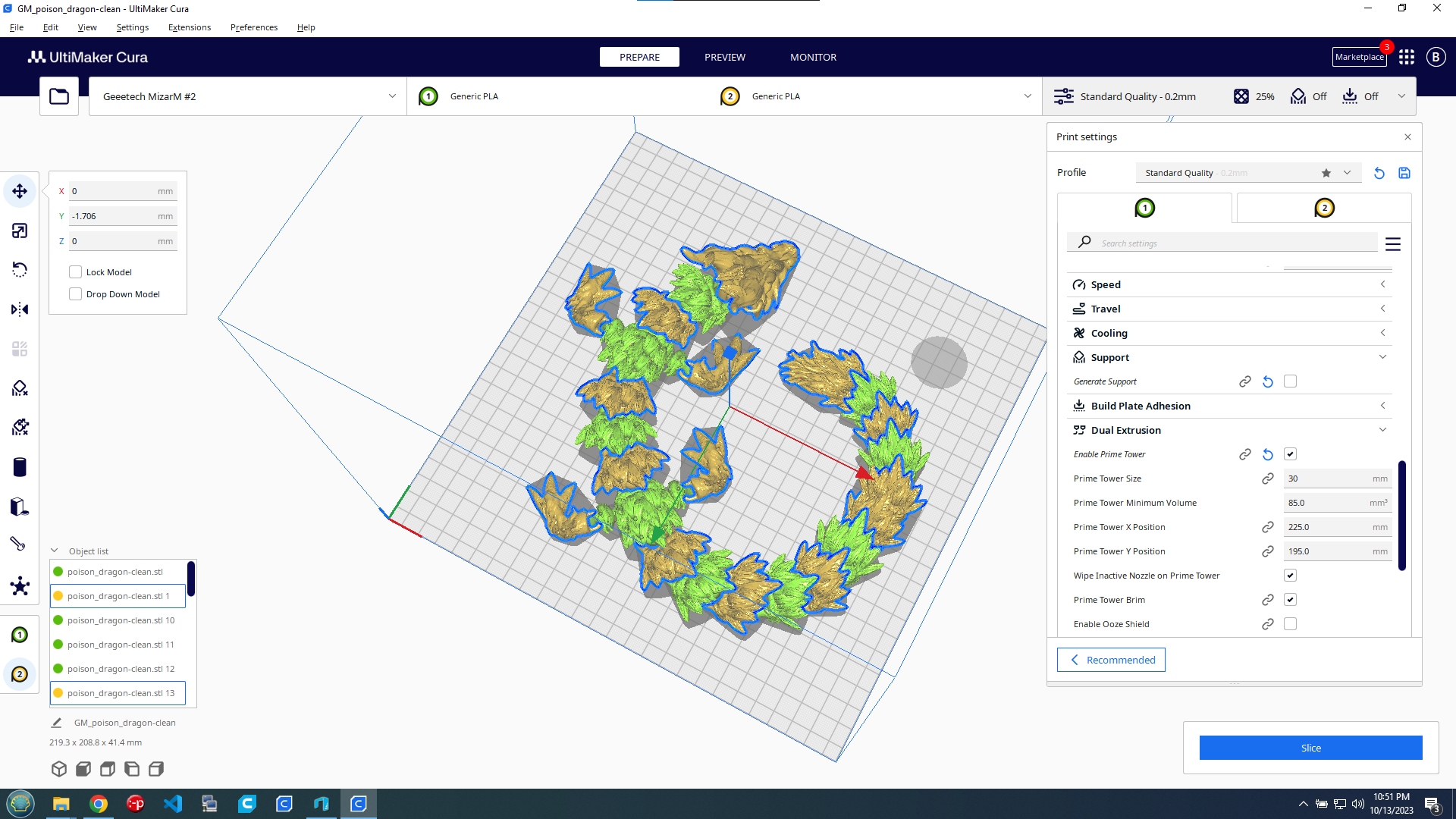 Slicing dual color print using Mizar M profile · Issue #16982 ...