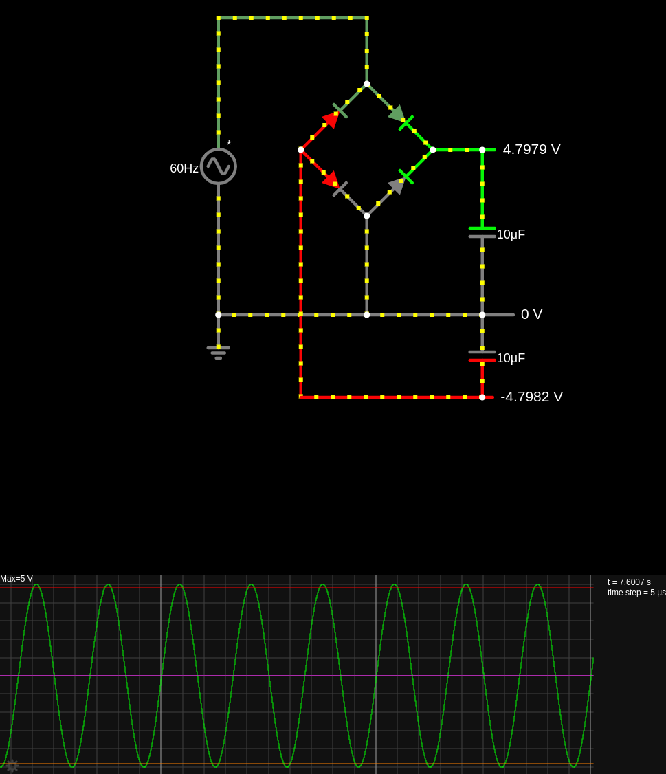 positive and negative voltage DC rails w/ middle ground from AC voltage ...