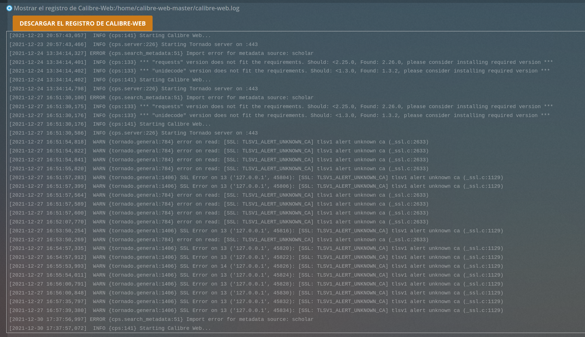 Miscellaneous errors · Issue #2247 · janeczku/calibre-web · GitHub