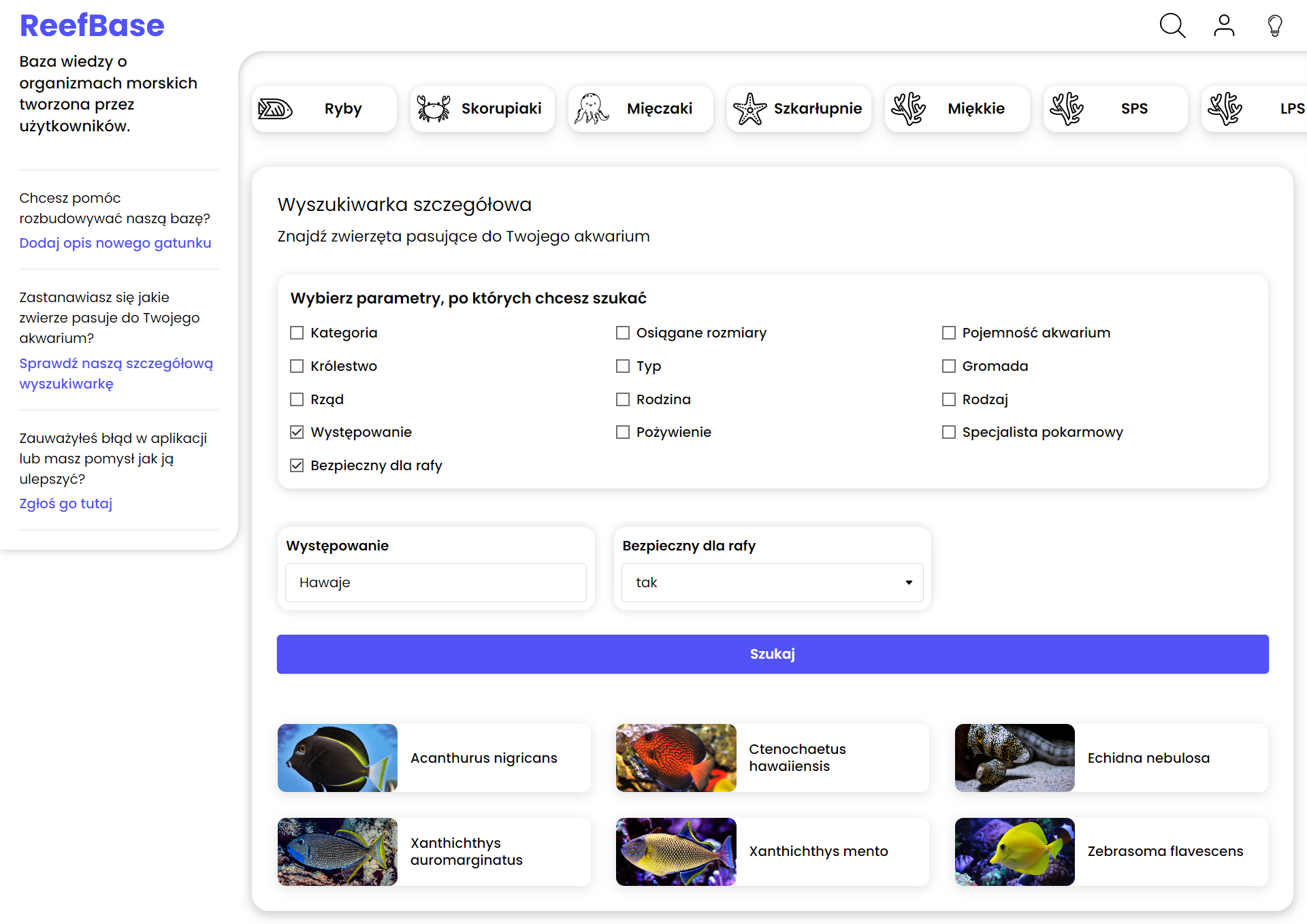 GitHub - bartekbednarz013/ReefBase: Polish-language marine organisms ...
