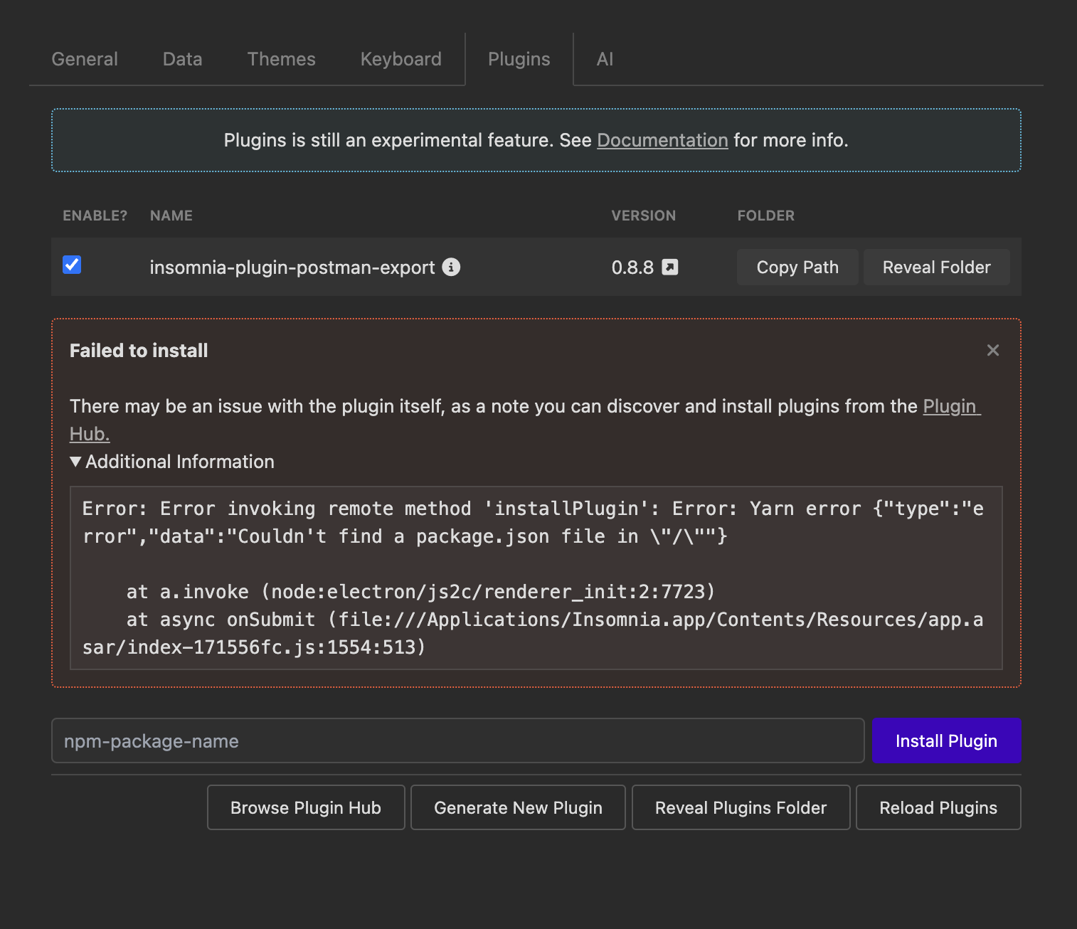 Insomnia Not Allowing To Download The Plugin · Issue 12 · Vyoam